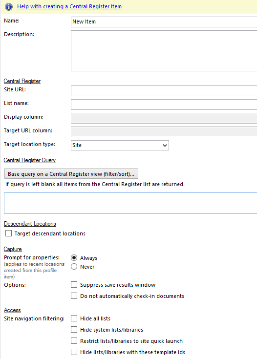Central Register (location item)