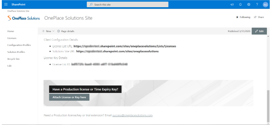 Create the OnePlace Solutions Site