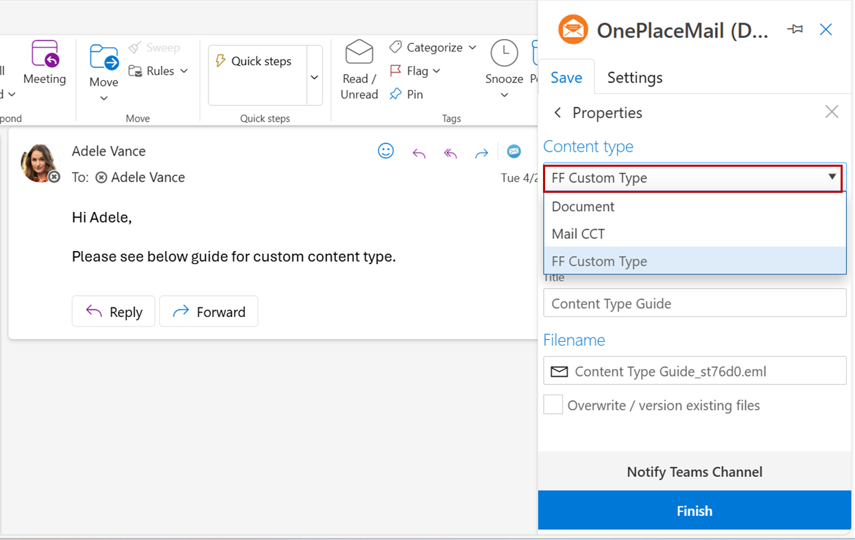 OnePlaceMail - Custom Email Content Type